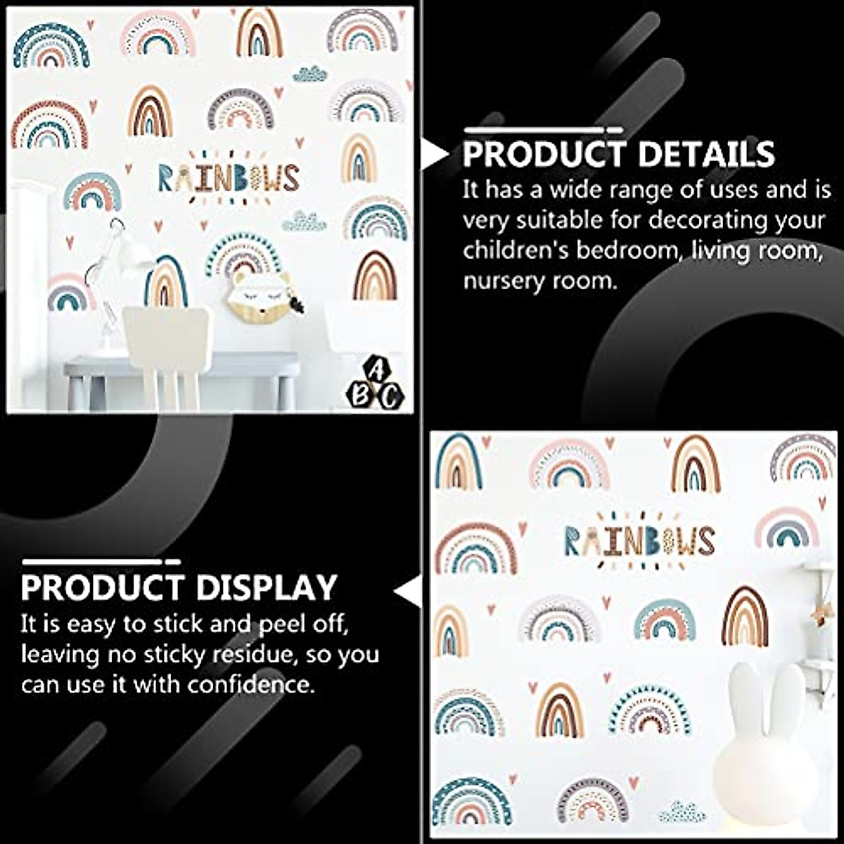 PartyKindom 2 Sets Cloud and Rainbow Wall Stickers Removable Decals Room Decoration for Home/Wall/Kitchen/Room Decor