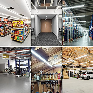 SHOPLED LED Shop Light 4FT, 45W 5850LM 6000K Cool White, Linkable T8 LED Light Fixtures, D-Shaped T8 LED Tube Lights, High Output, Clear Cover, 4 Foot LED Shop Lights for Garage, 4 Pack