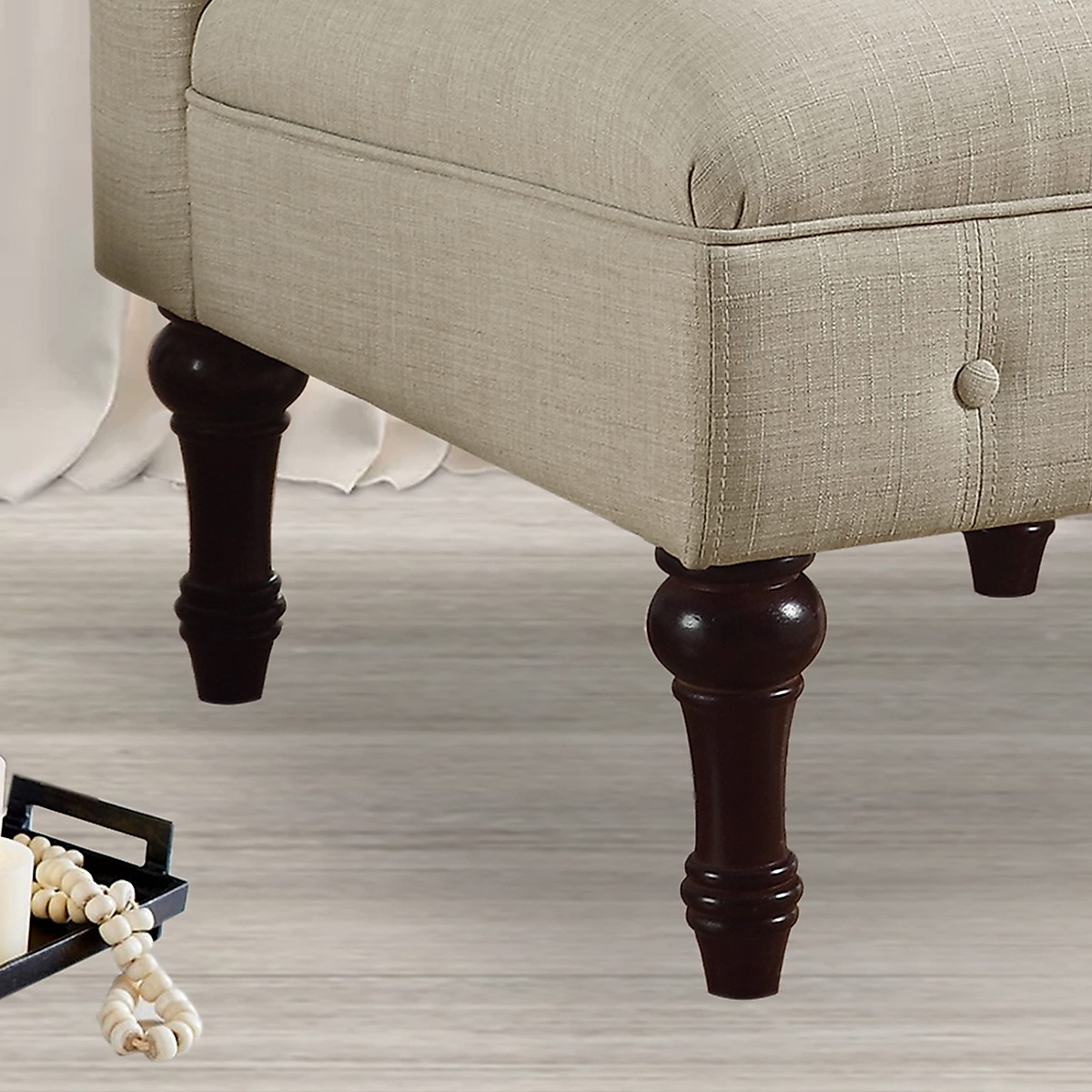 Rosevera Avondale Upholstered Tufted Fine Polyester Loveseat Sofa Bench with Armless Design Easy Assembly for Living Room Bedroom, Beige Chair