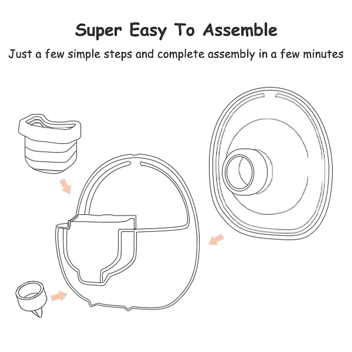 Wearable Breast Pump Accessories Replacement Parts Flange 24mm, Duckbill Valve, Silicone Diaphragm, Milk Collector Cup Compatible with MOMMED Mumgaroo MISSAA TSRETE Bioby S18 S21 S23