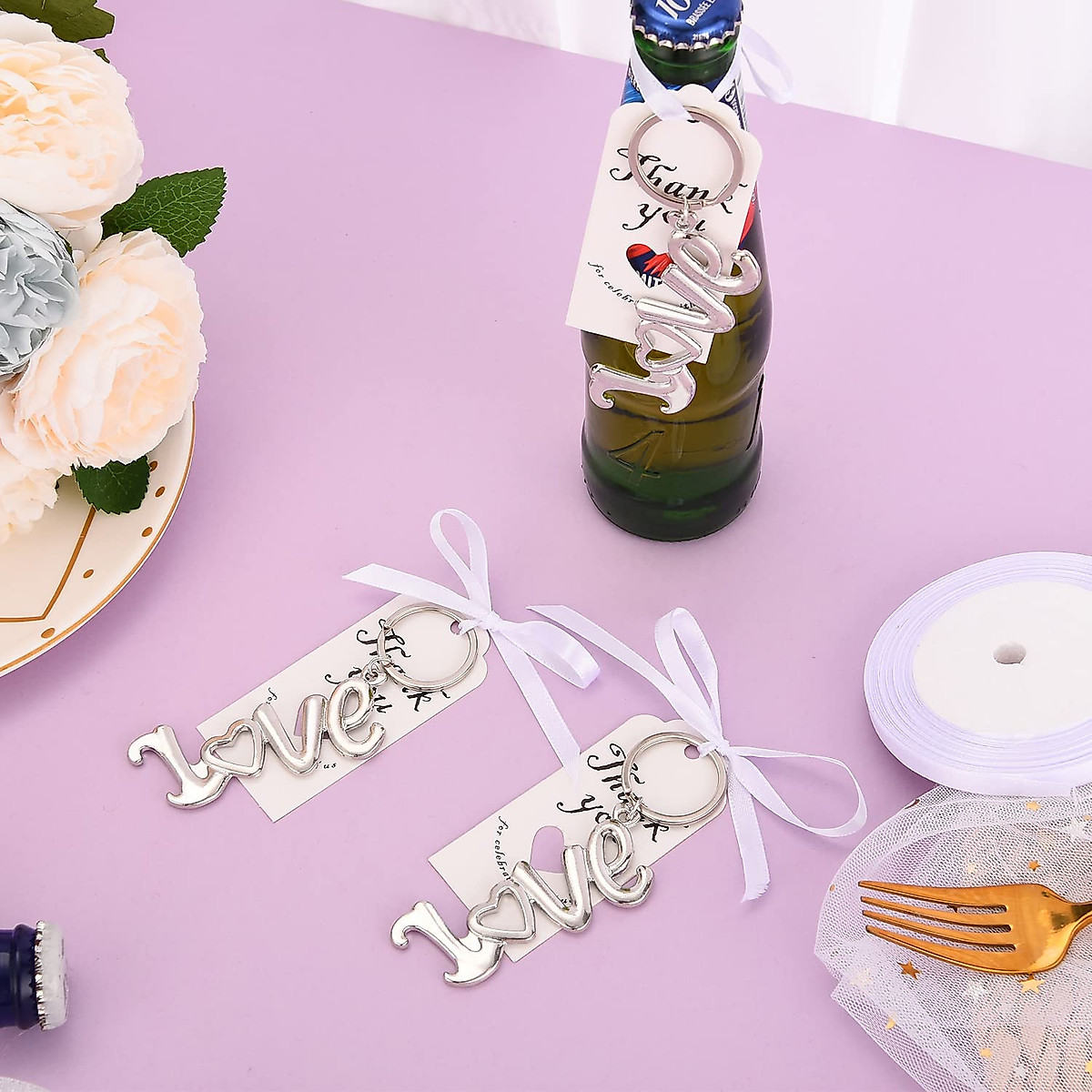 VZCBZC 24PCS Silver Love Bottle Openers for Wedding Favors Bridal Shower Favors,Gifts,Decorations or souvenirs for Guests