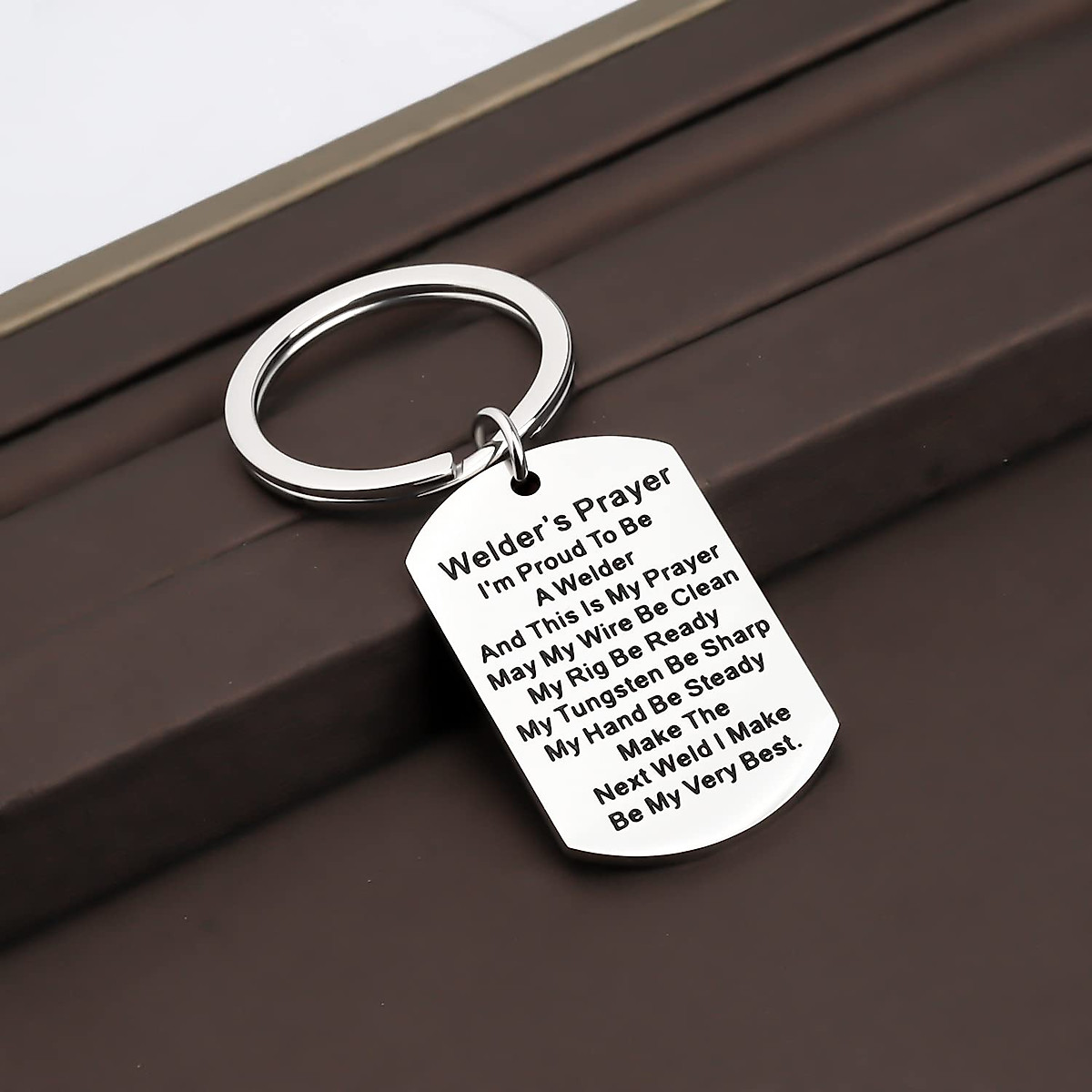Welder Gift Welder Keychain Welder's Prayer May My Wire Be Clean Dog Tag Keychain (welder's prayer k)