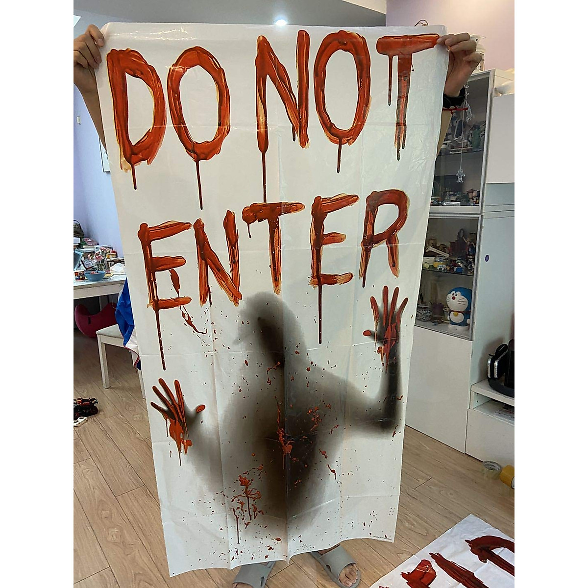 Angmart 2PCS Halloween Giant Bloody Window Posters Window Clings Party Decoration Haunted House Door Cover Creepy School Dormitory Window 60" x 60"