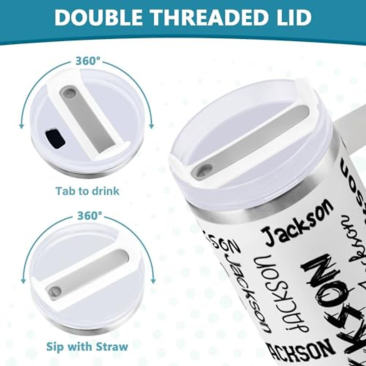 White Smoke Tumbler Handle Lid and Straw Custom Water Bottle Stainless Steel Coffee Travel Tumbler Mug Cup Gifts for Men Women 30oz