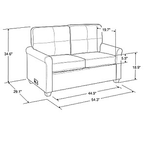 KAIRUITUCH Pull out Couch Sofa Bed, Couch with Pullout Bed, Sleeper Sofa Cama with Mattres USB Charger for Living Room,Hotel,Dorm Apartment，KR21908-BLACK