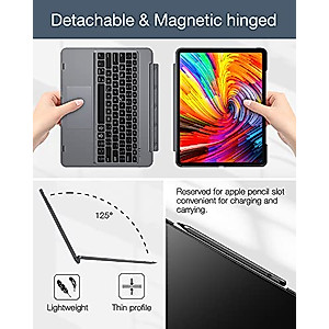 doqo Detachable Keyboard Case for iPad Pro 12.9(6th,5th,4th,3rd Gen) with touchpad, 7 Colors Backlit Wireless case with Keyboard