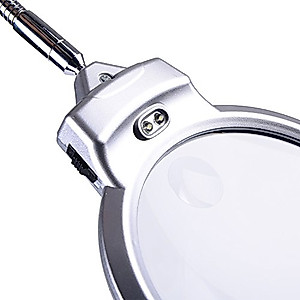 XYK Large 2X 5X LED Lighted Magnifier with Stand - Folding Design with 2 LED Lamp and Jumbo 5.5 Inch Lens - Best Hands Free Magnifying Glass with Light for Reading