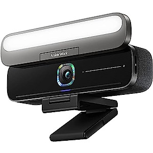 AnkerWork B600 Video Bar, 4-in-1 Design, 2K Computer Camera with Speaker and Microphone, Built-in Light, AI Video Conference Cam, Noise Cancellation, 4-Mic Array, Ideal for Remote Work