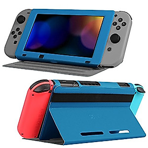 Fintie Protective Case for Nintendo Switch - [Multi-Angle Viewing] Ultra Slim Vegan Leather Play Stand Cover with Elastic Strap for Nintendo Switch 2017 - Royal Blue