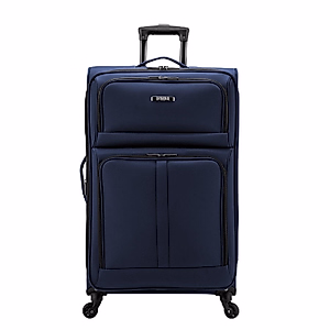 U.S. Traveler Anzio Softside Expandable Spinner Luggage, Navy, Checked-Large 30-Inch