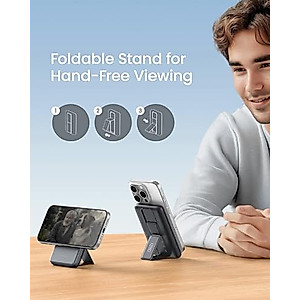 INIU for MagSafe Portable Charger, Ultra Slim 6000mAh 20W Magnetic Power Bank with Foldable Stand, USB-C in&Out Wireless Battery Pack, for iPhone 15/15 Plus/15 Pro/15 Pro Max, iPhone 14/13/12 Series