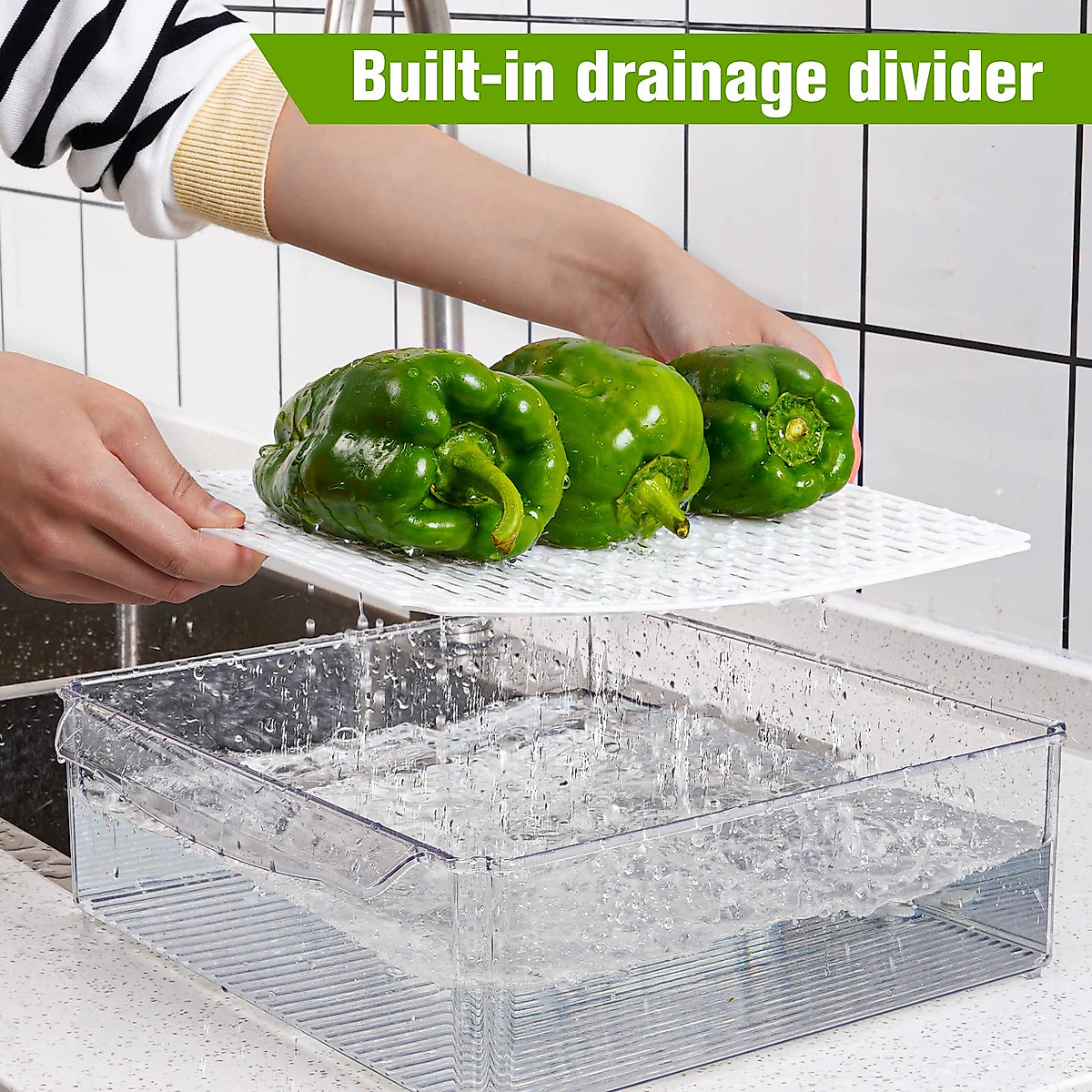 GODORIO Set of 10 Fridge Organizers, Stackable Refrigerator Organizer Bins with Lids, BPA-Free Fridge Organizers and Storage Clear Containers, Clear Plastic Pantry Storage Bins for Fruits, Vegetable