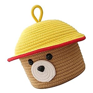 TOYANDONA Bear Storage Basket Clothes Bins Storage for Closet Toy Baskets Wicker Storage Basket Baby Laundry Basket Baskets Empty Wicker Laundry Baskets Cotton Rope Sundries Basket Mini