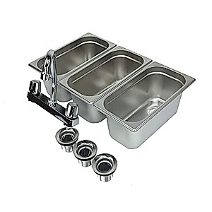 Concession Sink 3 Compartment Portable Stand Food Truck Trailer 3 Small w/Faucet
