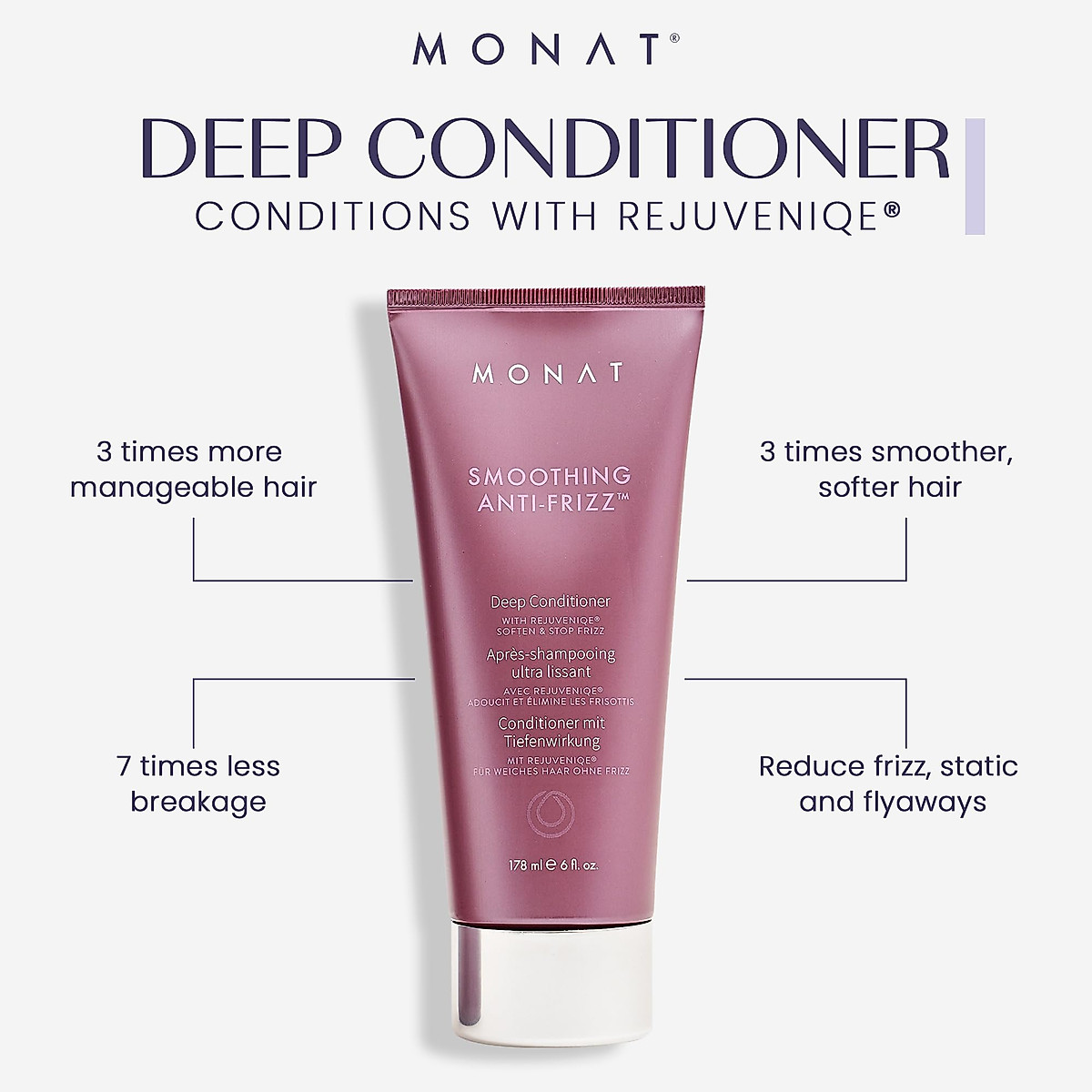 MONAT Smoothing Anti-Frizz Set - Natural Frizz Ease Shampoo & Frizz Dismiss Conditioner for Lightweight Frizz Control and Smooth, Shiny Hair