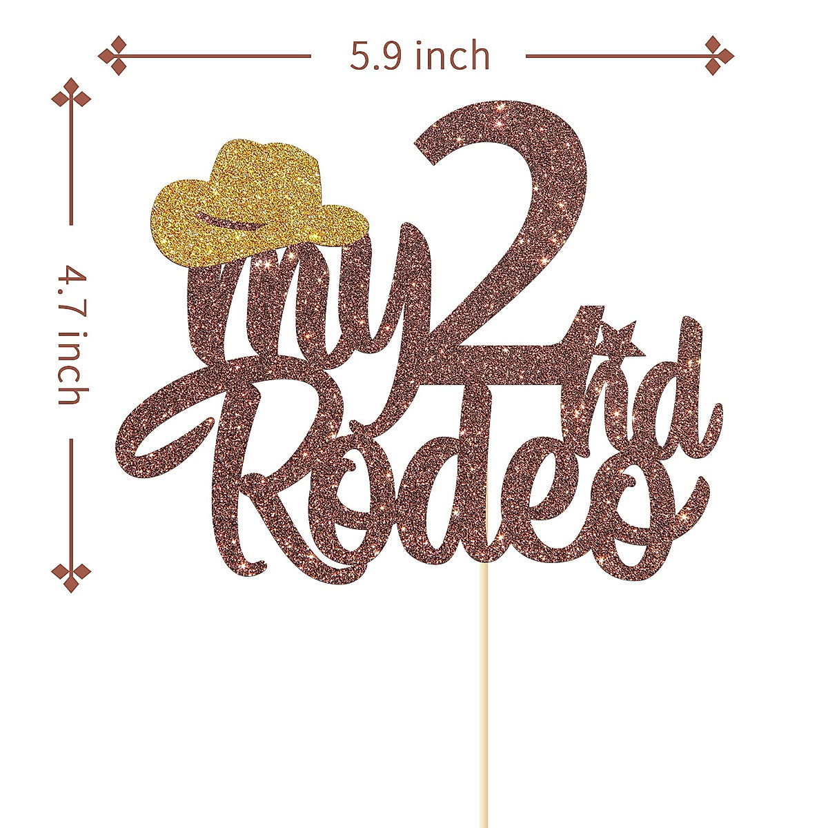 My 2nd Rodeo Cake Topper, Cowboy Cowgirl Theme Party Supplies, Western Kids First Rodeo Party/Baby Shower Decor, Happy 2 Years Old Birthday Party, Brown