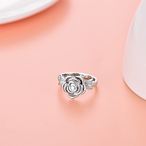 Rose Flower Cremation Urn Ring Holds Loved Ones Ashes 925 Sterling Silver Always in My Heart Cremation Keepsake Ring Memorial Jewelry Gift for Women (7)