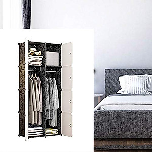 LHLLHL Portable Wardrobe Closet, Modular Storage Organizer, Space Saving Armoire, Deeper Cube with Hanging Rod