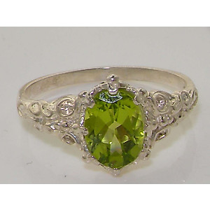 LetsBuyGold 925 Sterling Silver Natural Peridot Womens Promise Ring - Size 5.5