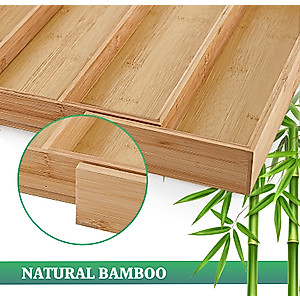 OMISSA Bamboo Expandable Drawer Organizer for Utensils Holder, Adjustable Cutlery Tray, Wood Drawer Dividers Organizer for Silverware, Flatware, Knives in Kitchen, Bedroom, Living Room