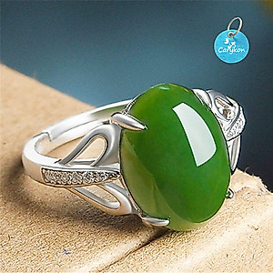 Carykon Vintage Green Agate Ring Emerald Open Ring