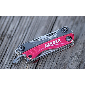 Gerber Gear Dime 12-in-1 Mini Multi-Tool - Needle Nose Pliers, Pocket Knife, Keychain, Bottle Opener - Gifts for Men - EDC Gear and Equipment - Red
