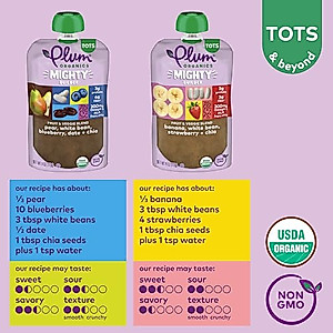 Plum Organics Mighty Builder Organic Toddler Food - Fruit and Veggie Blend Variety Pack - 4 oz Pouch (Pack of 24) - Organic Fruit and Vegetable Toddler Food Pouch