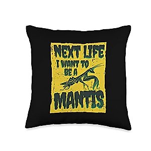 Praying Mantis Gifts & Accessories Next Life I Want Entomology Praying Mantis Throw Pillow, 16x16, Multicolor