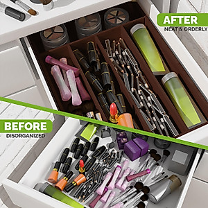 Utopia Kitchen Bamboo Silverware Organizer- 5 Compartments - Bamboo Drawer Organizer - Bamboo Hardware Organizer (5-Pack)