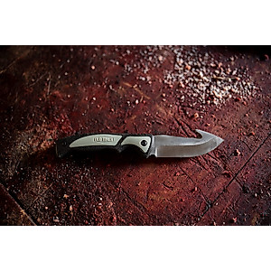Old Timer Trail Boss 9in Fixed Blade Gut Hook Knife with High Carbon Stainless Steel Blade, TPE Grip Handle, and Custom Molded Sheath for Hunting, Field Dressing, Skinning, Gutting, and Outdoors