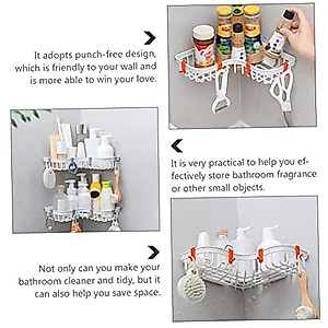 Veemoon 2pcs Shelf Corner Shelves Wall Mounted Storage Shelves Adhesive Bathroom Shower Rack With Hook Pp Organizer