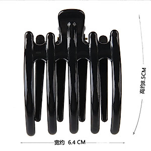 2Pcs Large Plastic Non-slip Hair Claw Clips Hairpin Clamp with Inner Teeth for Women Girls(Black+Brown)