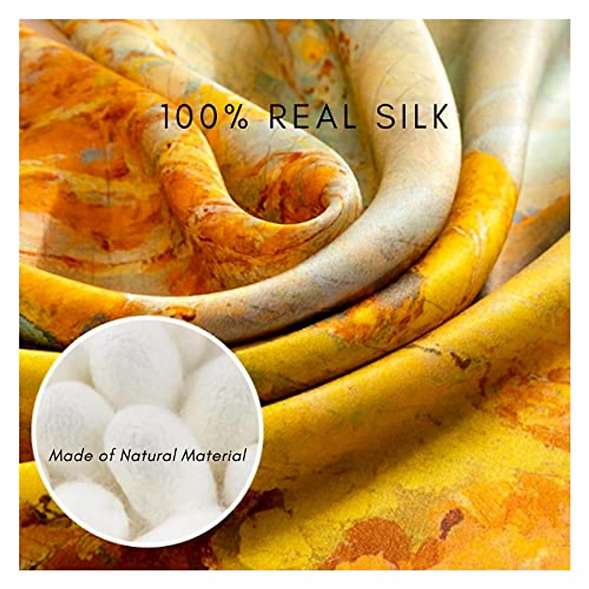 PoeticEHome 100% Real Mulberry Silk Women Small Square Neck Scarfs 21" Lightweight Neckerchief Printed Headscarf Gift Packed (U1 - Painting)