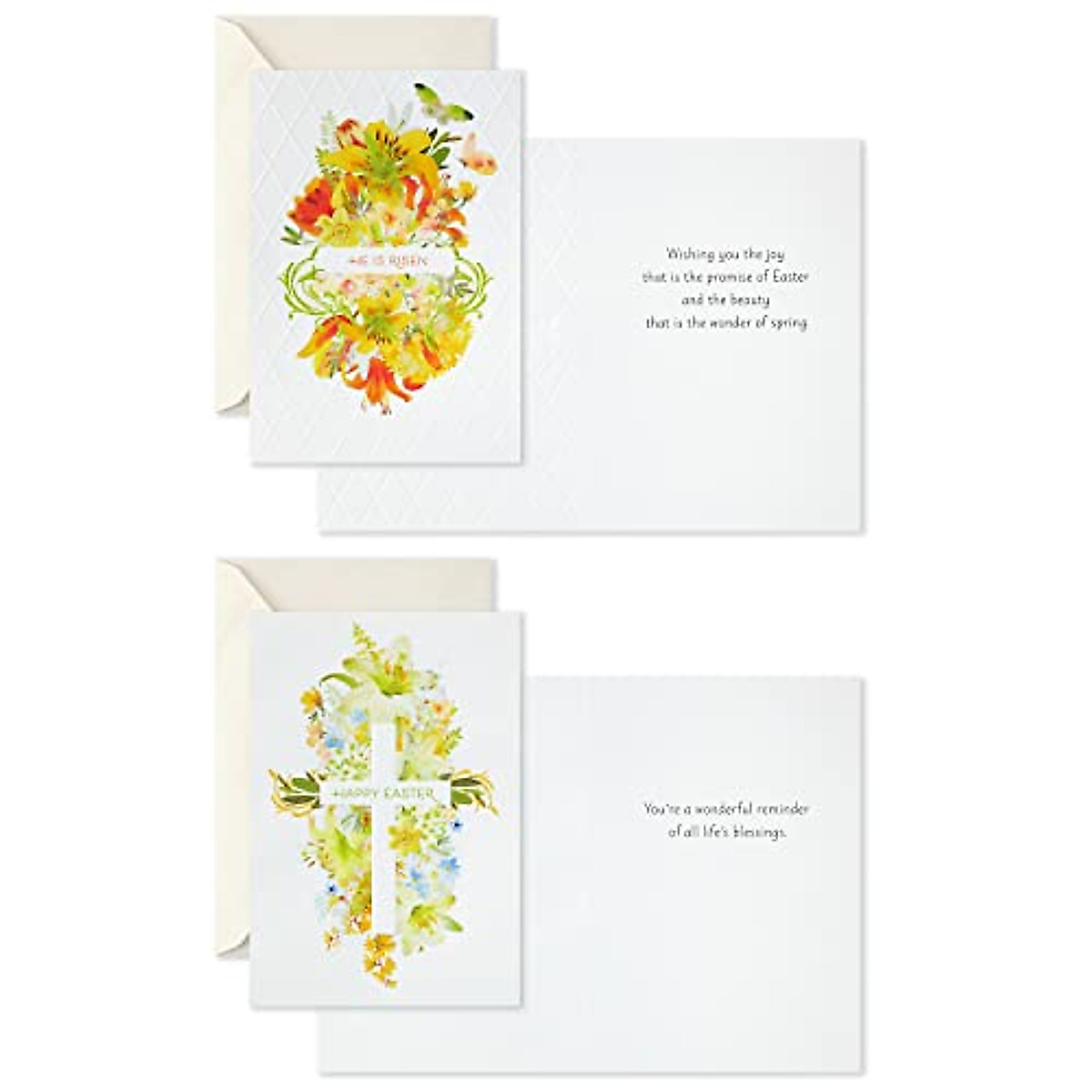 Hallmark Religious Easter Cards Assortment, Painted Flowers (16 Cards with Envelopes)