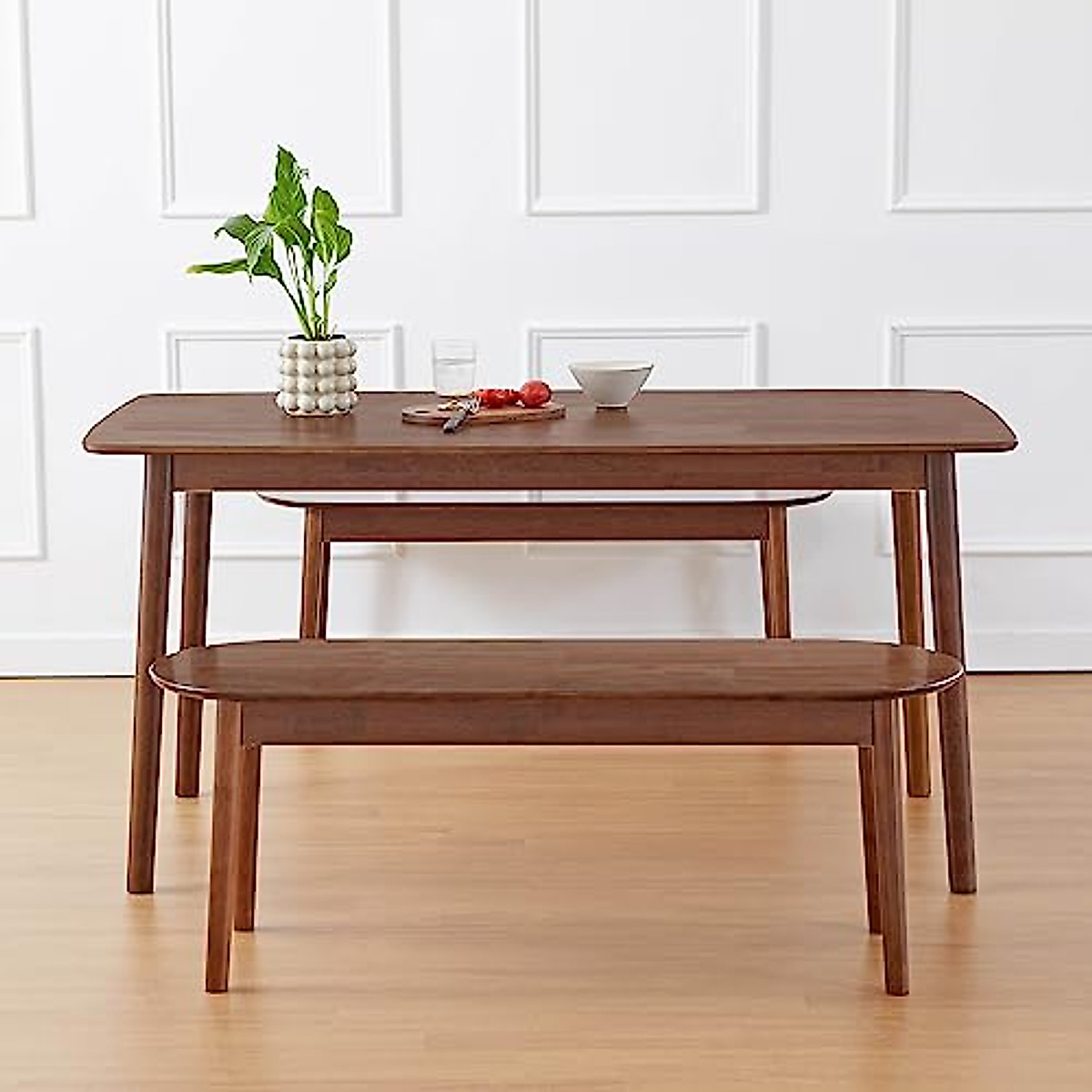Livinia Aslan 59" Malaysian Oak Rectangular Wooden Dining Table/Large Solid Wood Kitchen Desk (Walnut)