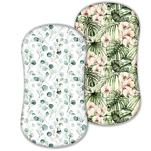 Extra Soft Stretchy Changing Pad Cover for Baby, 2 Pack Premium Cotton Blend,Flowers Pattern.