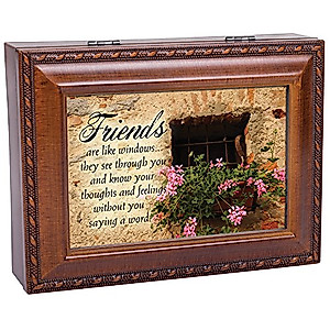 Cottage Garden Friends Woodgrain Music Box/Jewelry Box Plays Thats What Friends are for