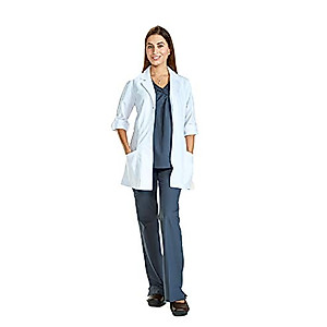 Reina ST2664 Stretch 30 inch Length White lab Coat with 3/4 Sleeves (L)