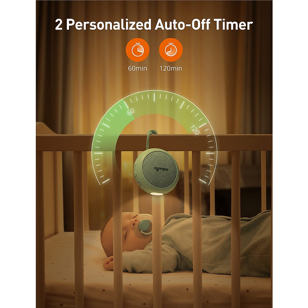 Portable Sound Machine,Sympa White Noise Machine for Baby,Sleep Sound Machine with Night Light,10 Natural Soothing Sounds,16H Playtime,Auto-Off Timers for Relaxing Sleep Aid for Baby Adult