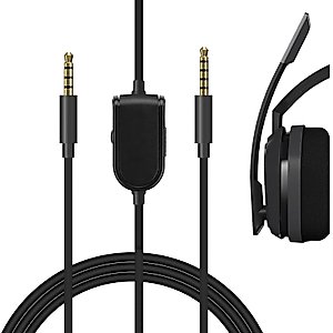 Geekria QuickFit Audio Cable with Mic Compatible with Astro A40 tr, A40, A30, A10, A10 Gen 2 Gaming Headsets Cable, 3.5mm Aux Replacement Stereo Cord with Inline Microphone (6 ft/2 m)