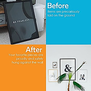 Houseables French Cleat, Picture Hanger Kit, 3 Pair, 6 Inch, 50 Lbs Capacity, Aluminum, Mirror Hanging Hardware, Z Bar Clip Rail Bracket, Wall Mount Hangers w/ Nails, White Board Mounting, Shelf, Art