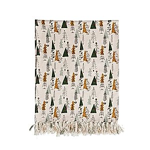Creative Co-Op 60x50 Cotton Slub Printed Throw