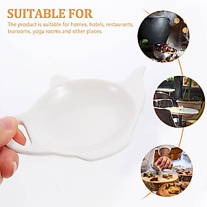 BESTonZON 2pcs Ceramic Tea Bag Saucer Spoon Stand Rev Coffee Ceramic Tea Bag Holder Teapot Shaped Tea Bag Holder Tea Bags Decor Soy Sushi Dipping Bowls Side Dish Bowl Tea Bag Coaster Classic