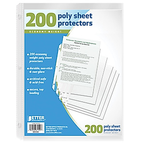 Better Office Products Sheet Protectors, 200 Piece
