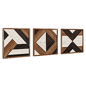 Kate and Laurel Ballez Wood Plaque Art Set, 3 Piece, Multi/Brown, 3