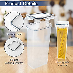 Hananojia Airtight Food Storage Container Set, BPA Free Plastic pantry organization and storage with Lids, 7 PCS Stackable Pop Food Containers for Pantry, Cereal, Pasta, Flour, Sugar Storage