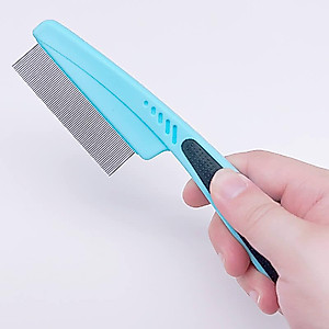 LLTGMV Flea Comb with Rubber Handle, Flea and Tick Comb for Dogs & Cats, Dog Comb for Grooming