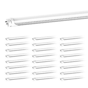 HouLight T8 LED Replacement, 25-Pack, 18W 4-Foot T8 LED Light Tube, 6000K, Daylight, Super Bright White, Double End Power, Frosted Cover