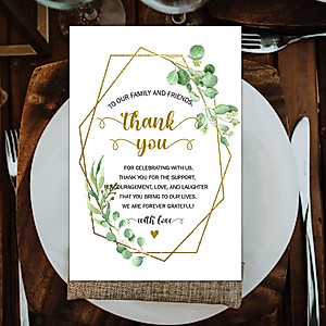 Amelomaca Wedding Reception Thank You Cards, 50 Thank You Placecards for Wedding Table Centerpieces, Wedding Decorations, Menu Place Setting Card Notes for Guests, Family, and Friends.