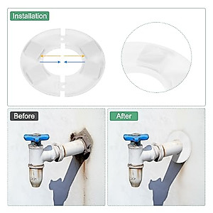 M METERXITY 2-Pack Wall Split Flange, for 0.8 Inch/20mm OD Pipe ABS Escutcheon Plate Round Self-Adhesive Plumbing Cover Plates for Water Pipe/Faucet [White]